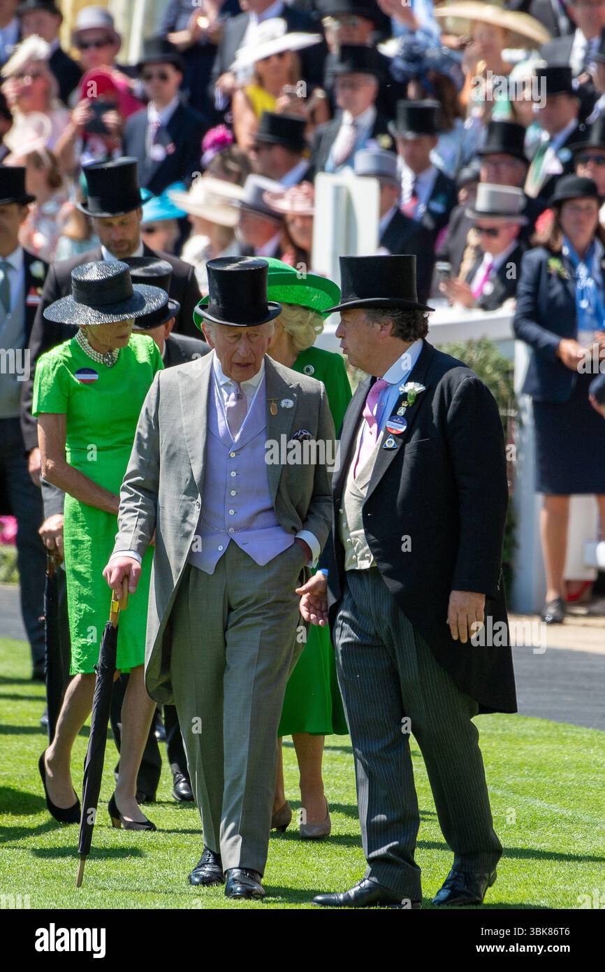 Ascot, Berkshire, UK. 18th June, 2025. His Majesty the King and Queen ...