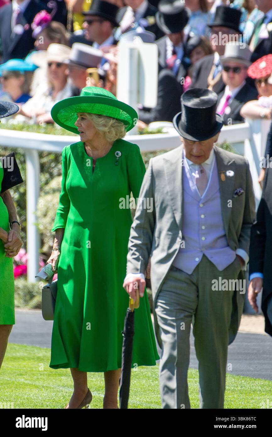 Ascot, Berkshire, UK. 18th June, 2025. His Majesty the King and Queen ...