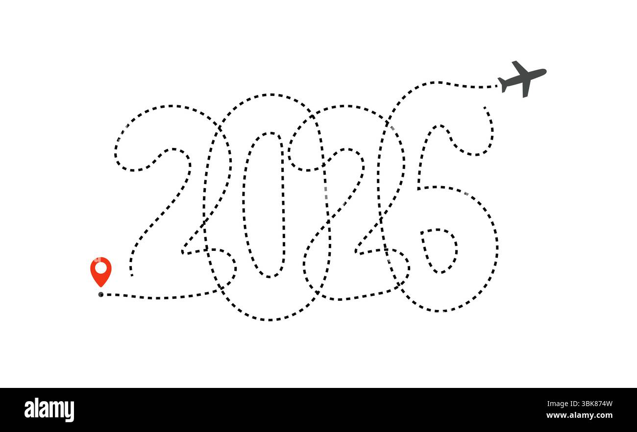 Travel Destination Path With Airplane Drawing 2026 In Flight Line ...