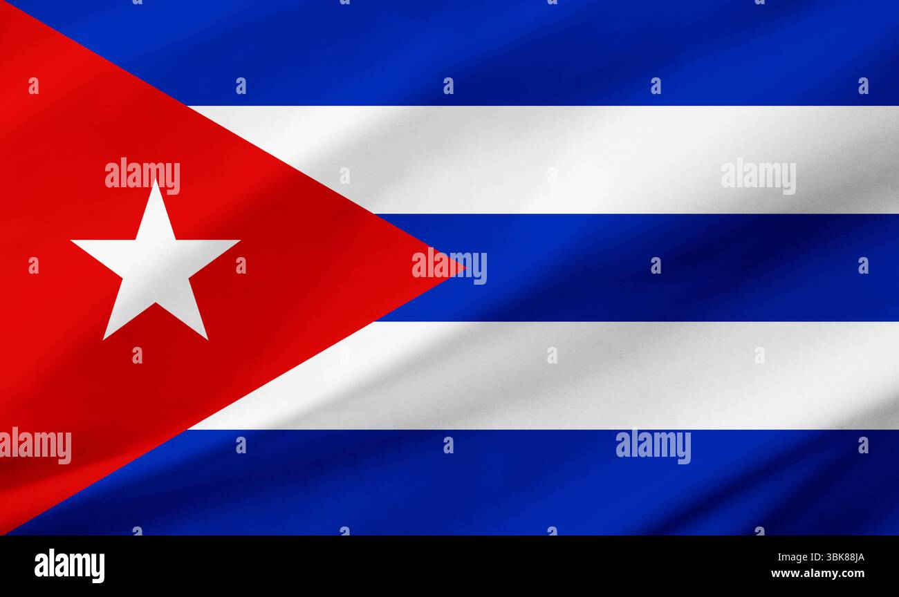 Background detail of Cuba flag occupying the entire frame with waving ...