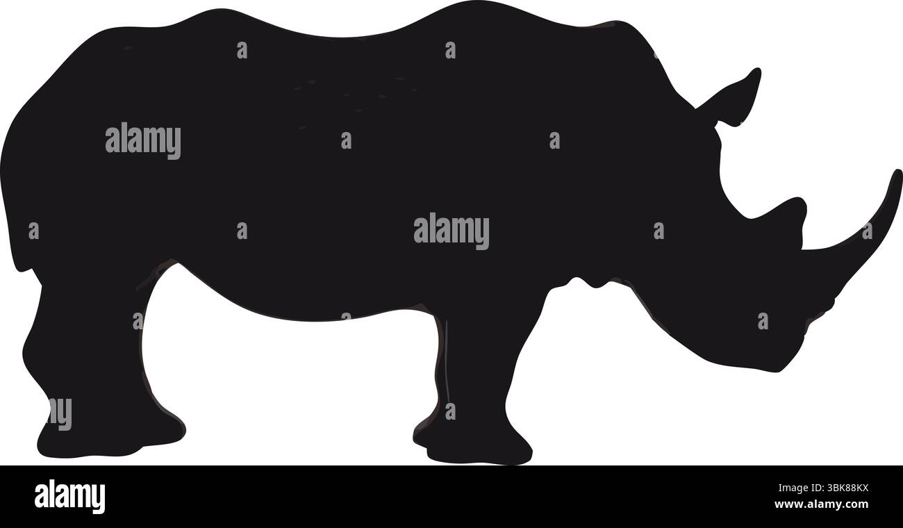 Rhinoceros Silhouette Vector, Black Rhino Clipart, Isolated Animal ...