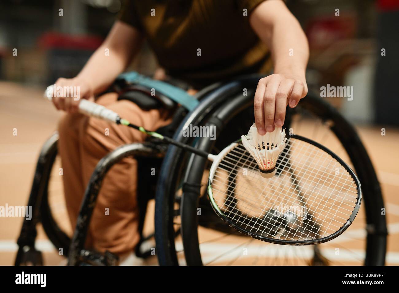 Athlete with Disability Playing Badminton Close Up Stock Photo - Alamy