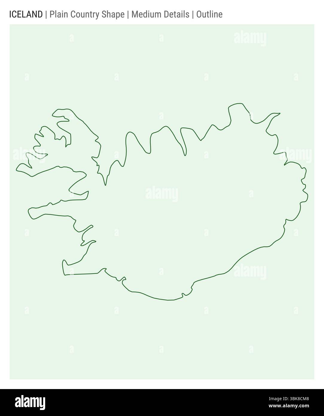 Iceland plain country map. Medium details. Outline style. Shape of ...
