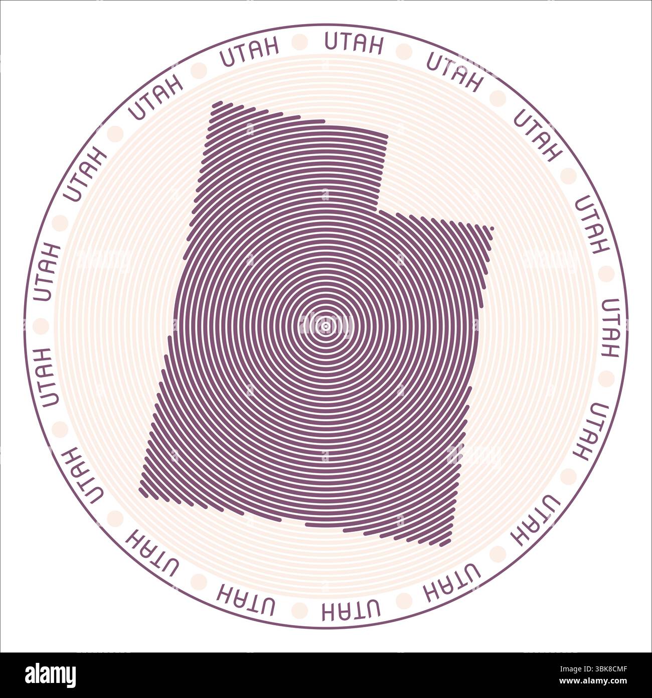 Utah round logo design. State shape build of rings. Utah text around ...