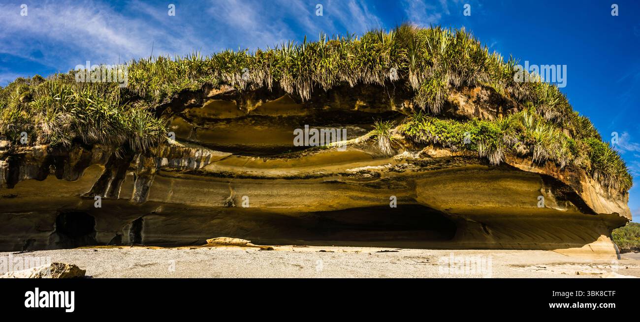 Panorama over the eroded cliffs on the beach at the Truman Track, near ...