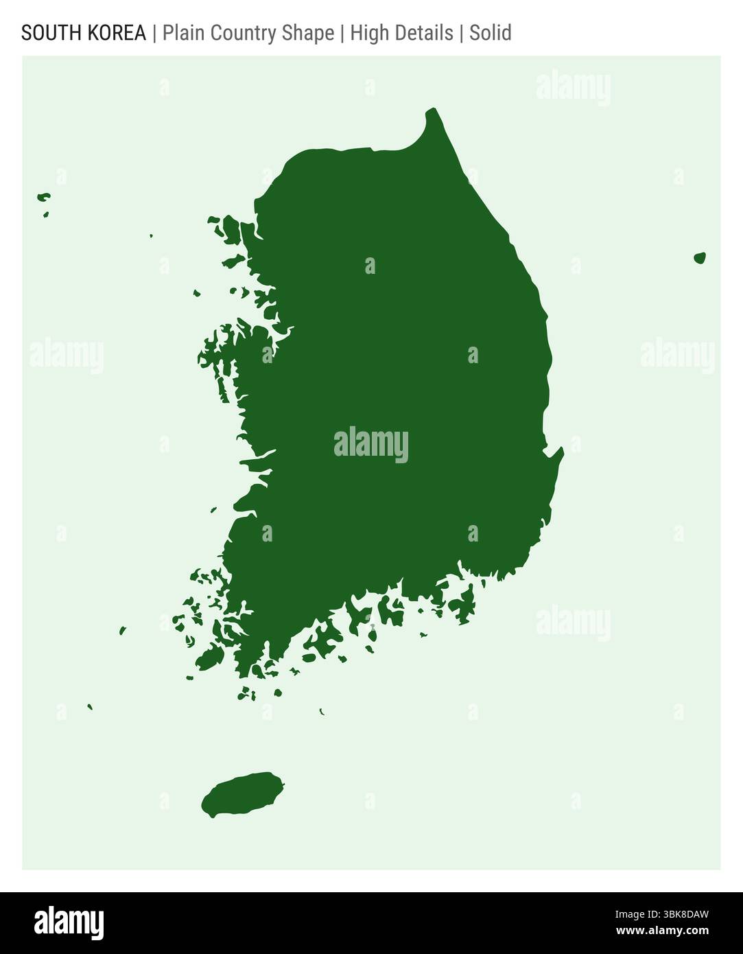 South Korea plain country map. High details. Solid style. Shape of ...