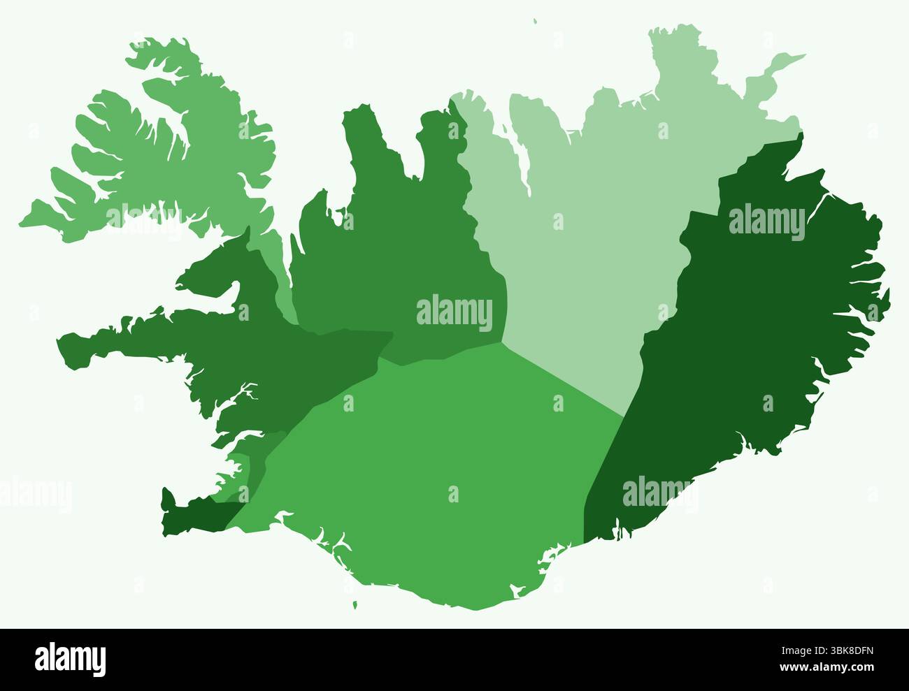 Map of Iceland with regions. Just a simple country border map with ...