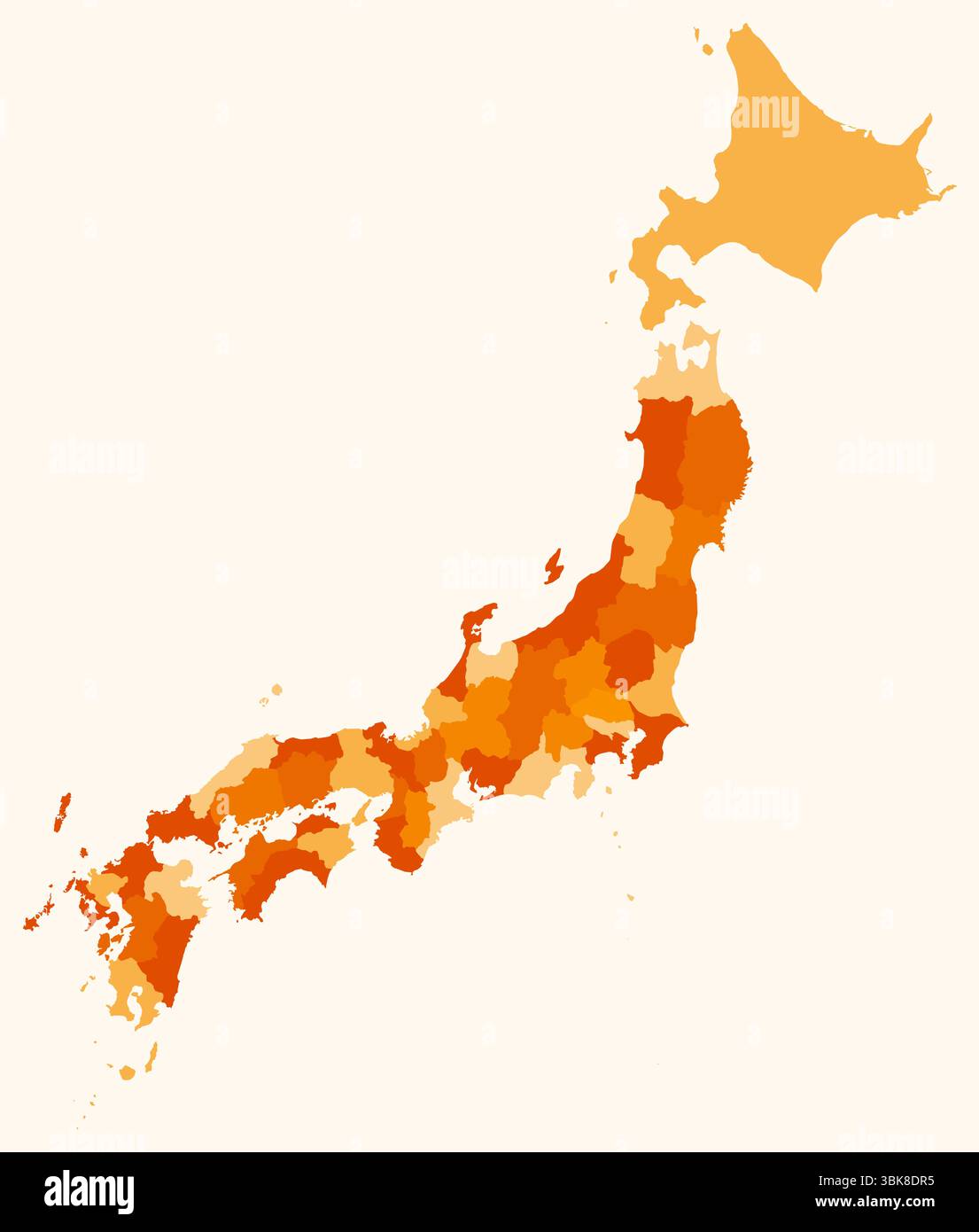 Map of Japan with regions. Just a simple country border map with region ...