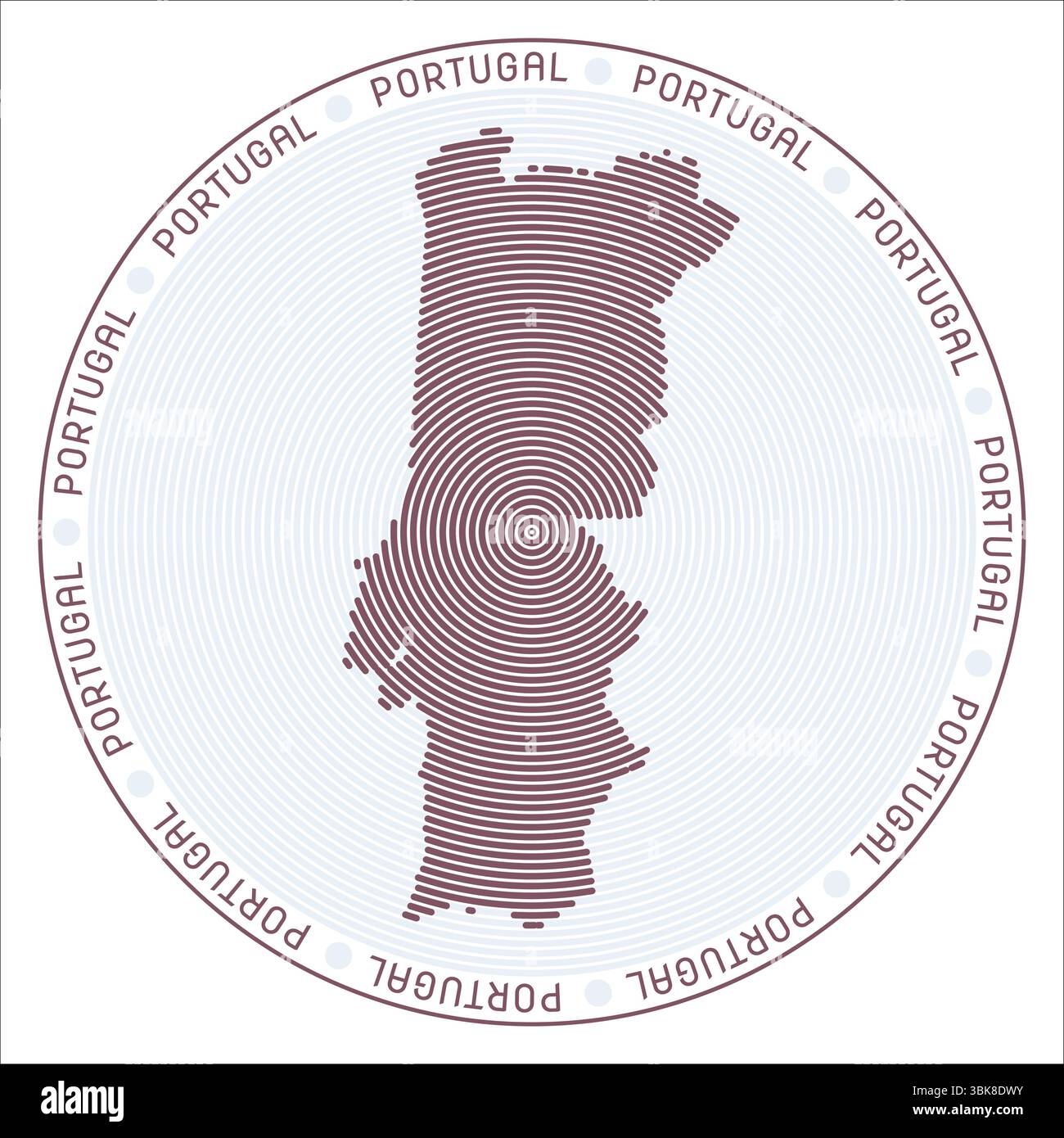 Portugal round logo design. Country shape build of rings. Portugal text ...