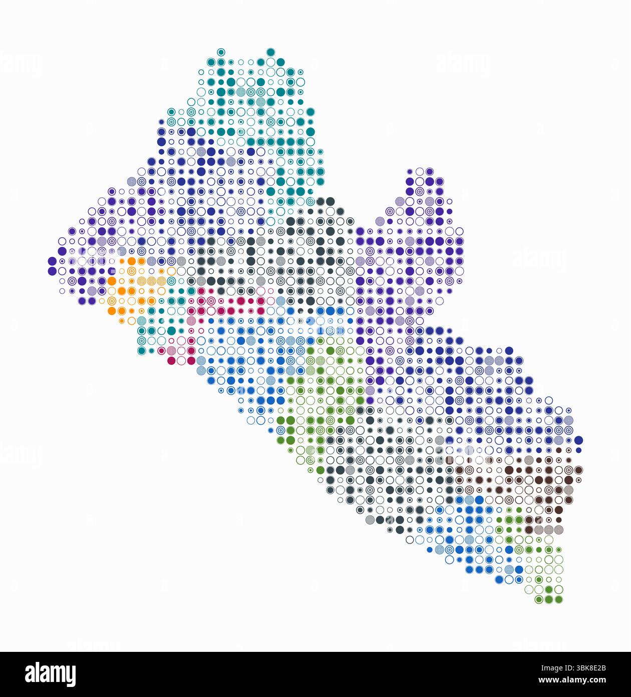Liberia, shape of the country build of colored cells. Digital style map ...