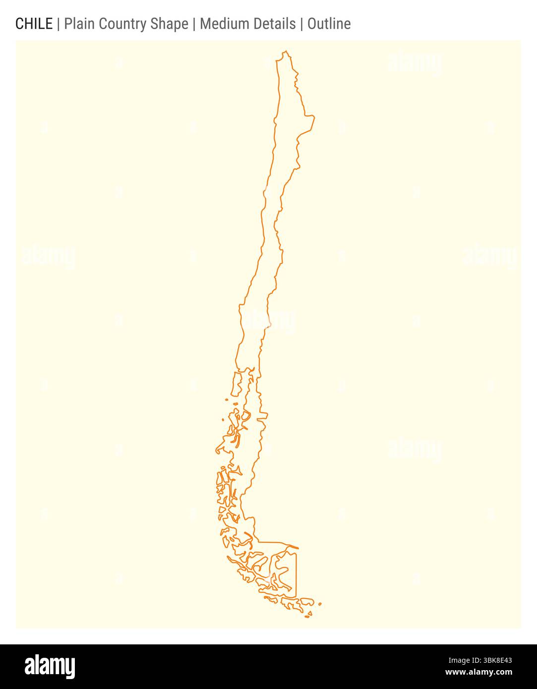 Chile plain country map. Medium details. Outline style. Shape of Chile. Vector illustration ...