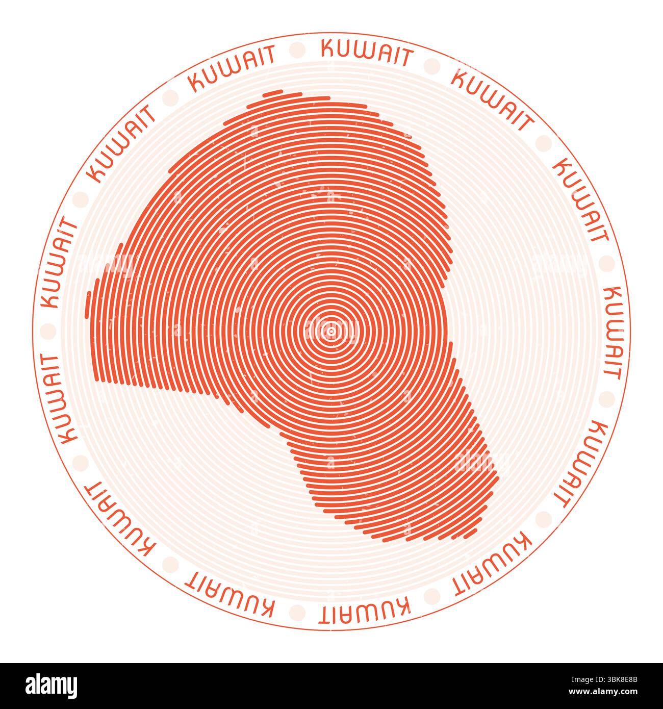 Kuwait shape radial arcs. Country round icon. Kuwait logo design poster ...