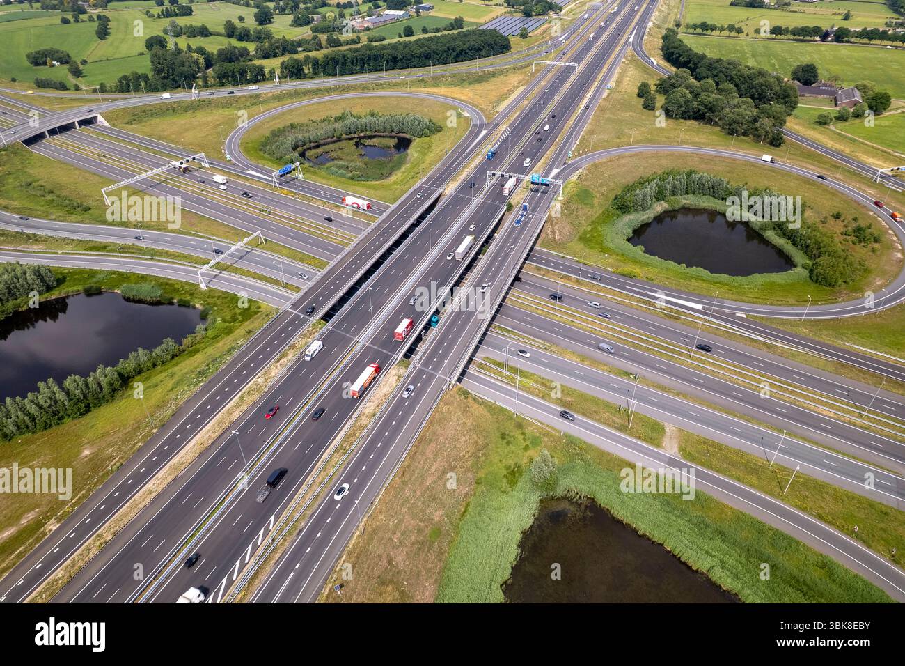 Four-leaf clover roundabout Voorst intersection transit aerial near ...