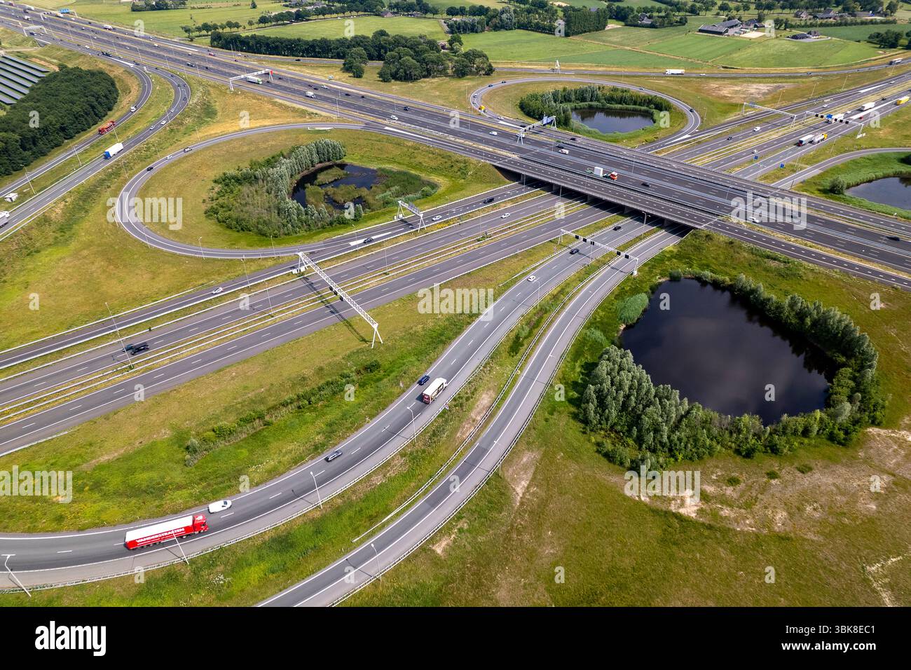 Four-leaf clover roundabout Voorst intersection transit aerial near ...