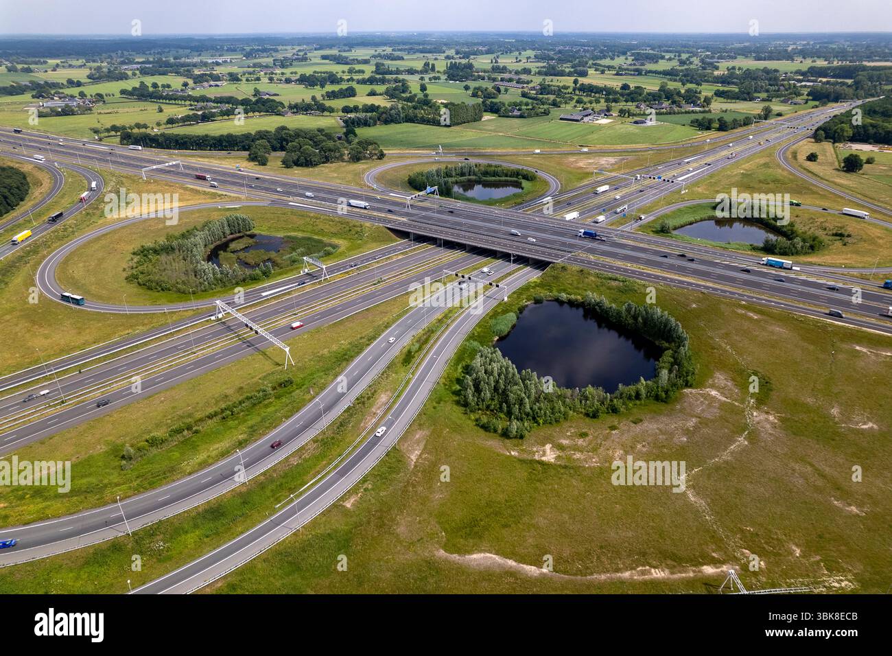 Four-leaf clover roundabout Voorst intersection transit aerial near ...