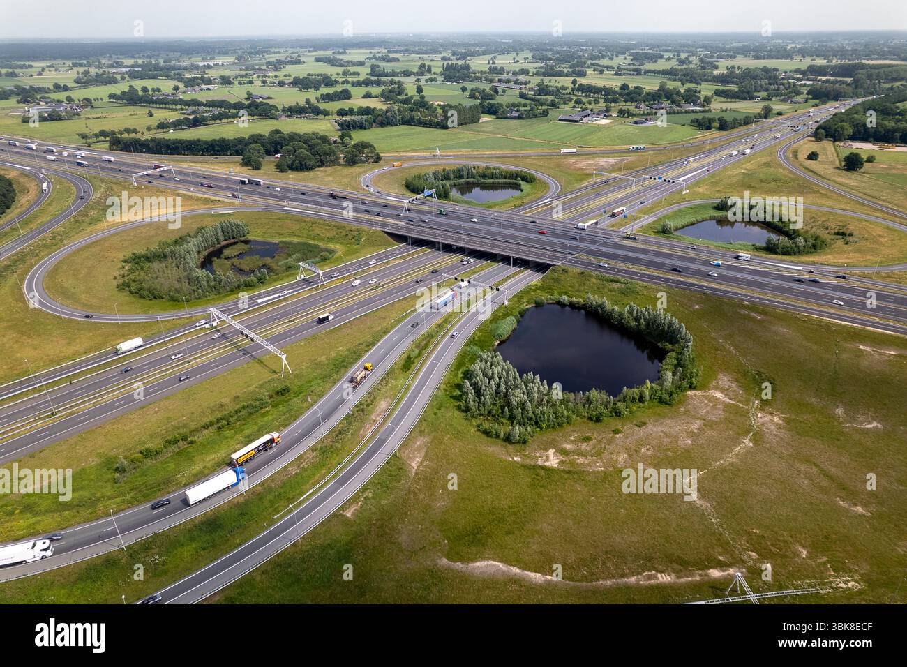Four-leaf clover roundabout Voorst intersection transit aerial near ...