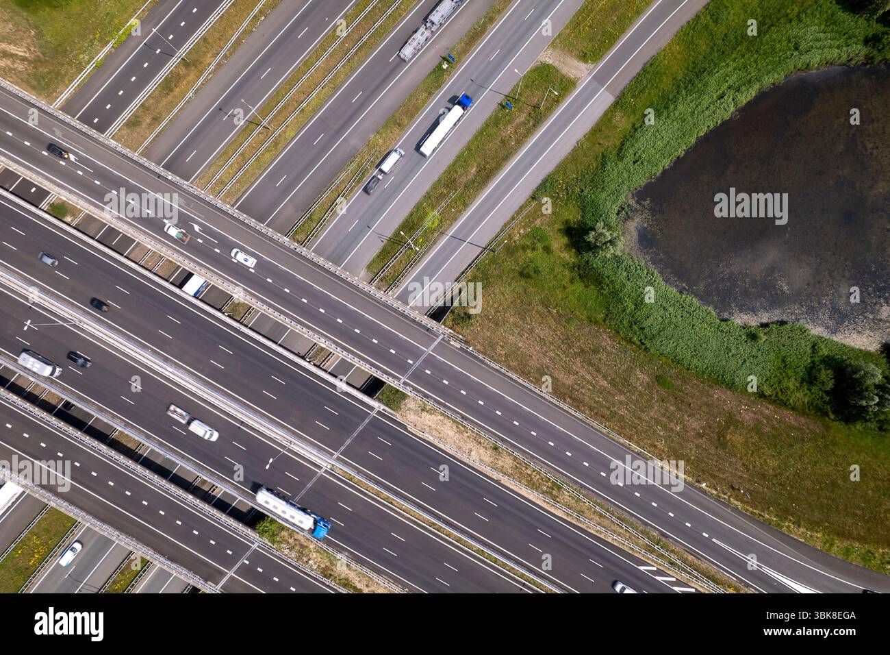 Crisscross Voorst intersection transit aerial near Apeldoorn in Dutch ...