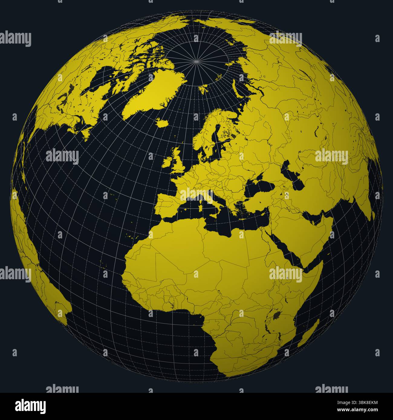 Monaco on Globe. Country view on the world map in Charcoal Bright ...