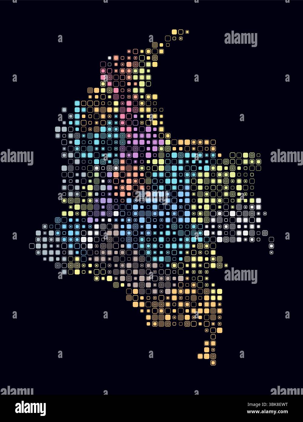 Colombia, shape of the country built of colored cells. Digital style ...