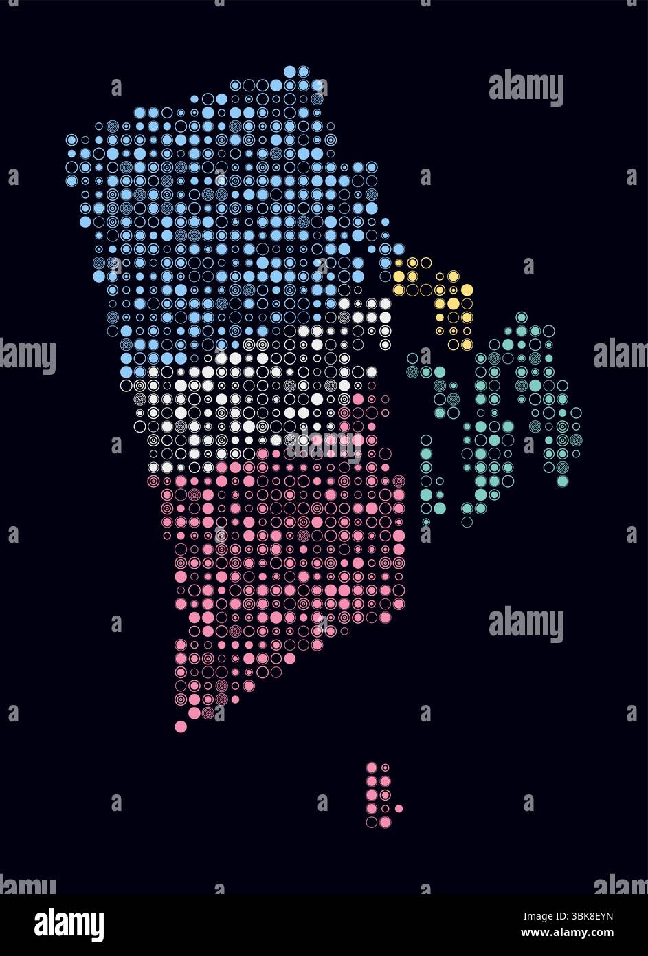Rhode Island, shape of the state built of colored cells. Digital style ...