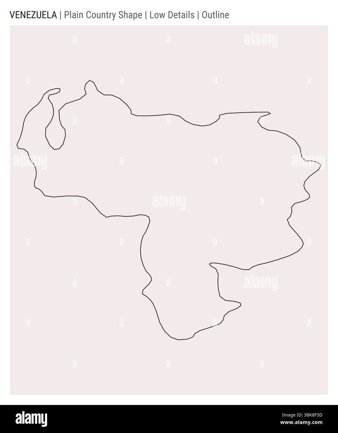 Venezuela plain country map. Low details. Outline style. Shape of ...