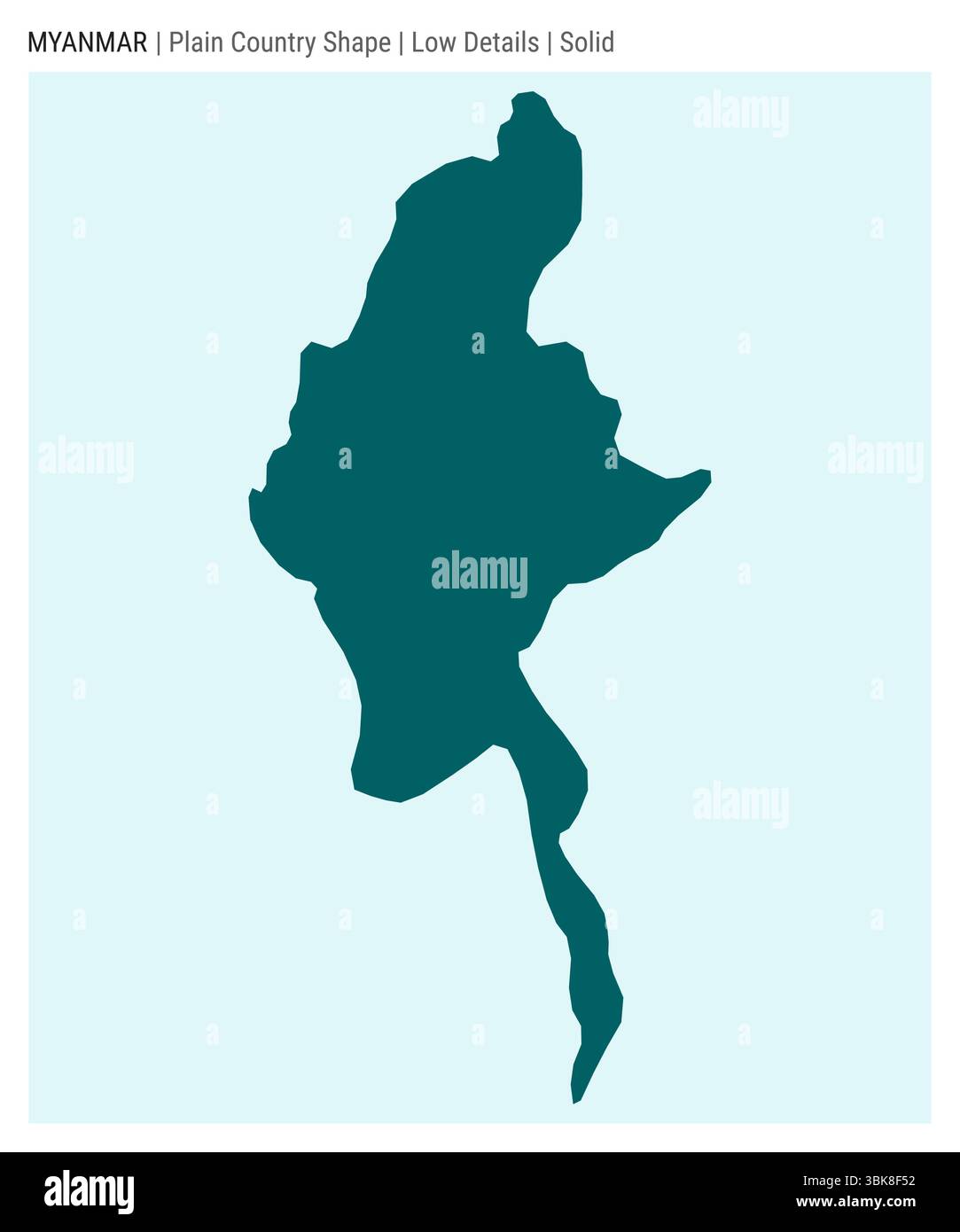 Myanmar plain country map. Low Details. Solid style. Shape of Myanmar ...