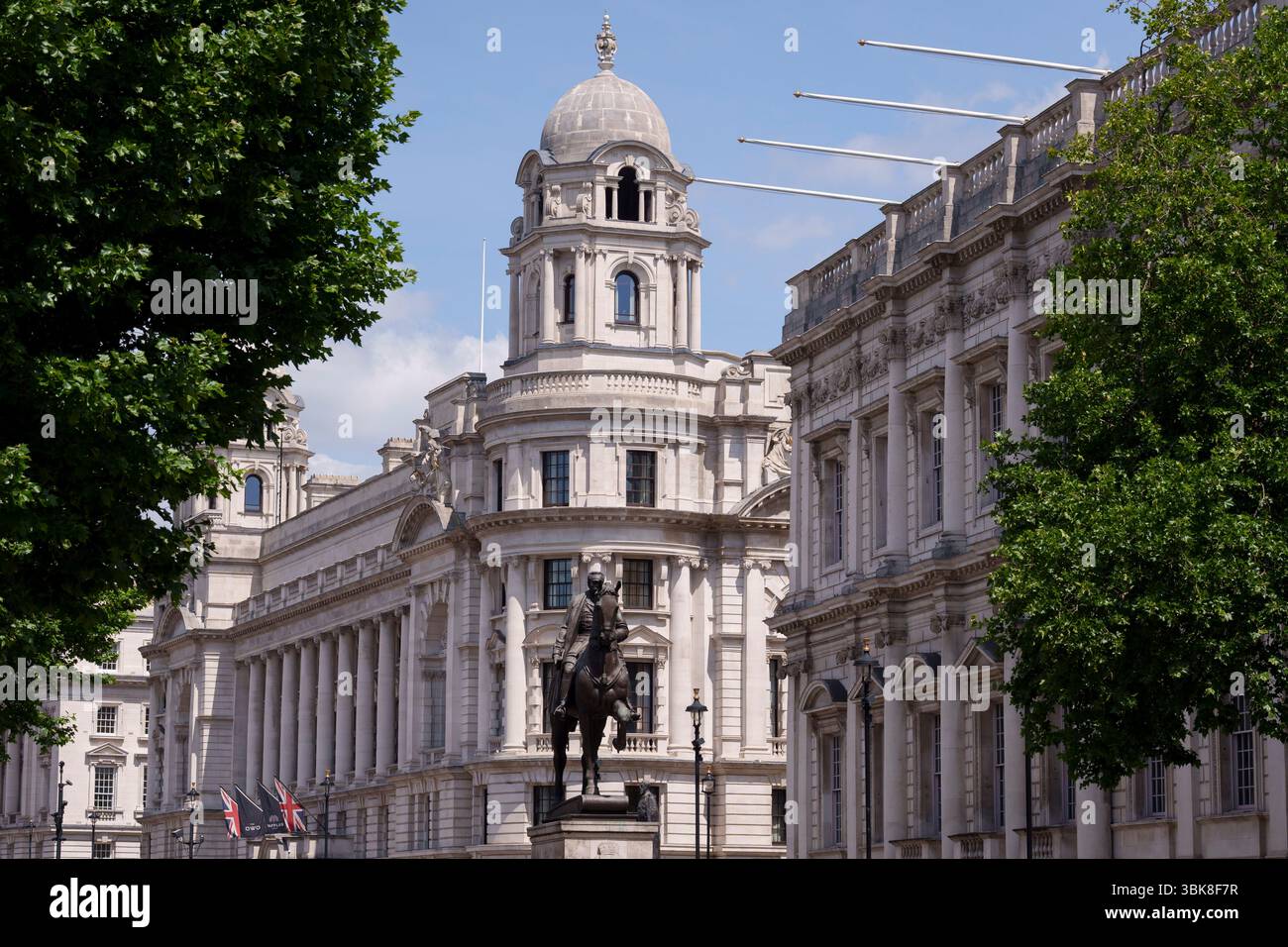 The statue of Field Marshal Earl Haig and an exterior of the Raffles ...