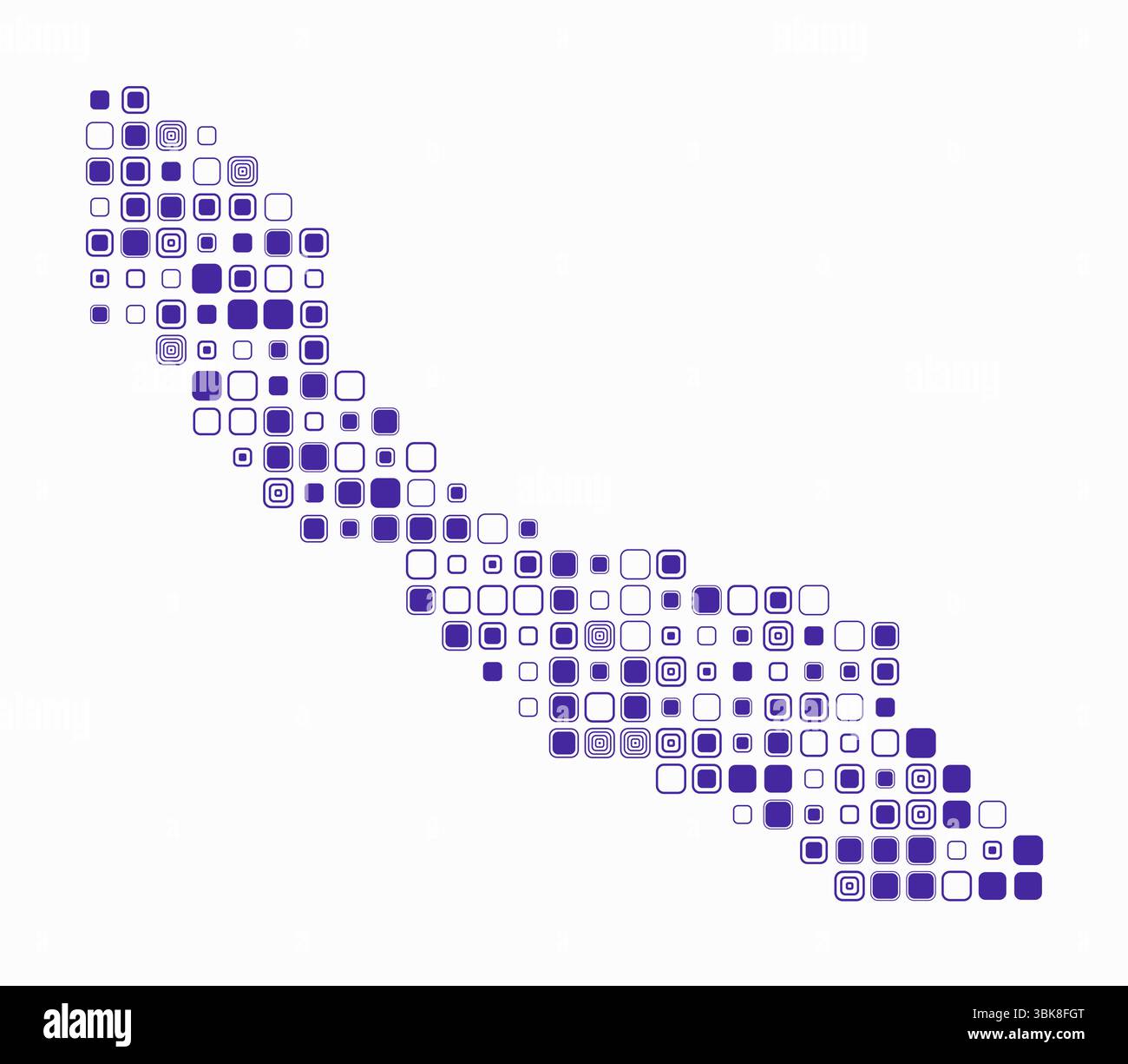 Curacao, shape of the country built of colored cells. Digital style map ...
