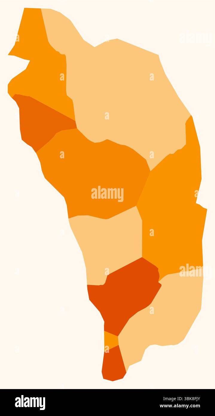 Map of Dominica with regions. Just a simple country border map with ...