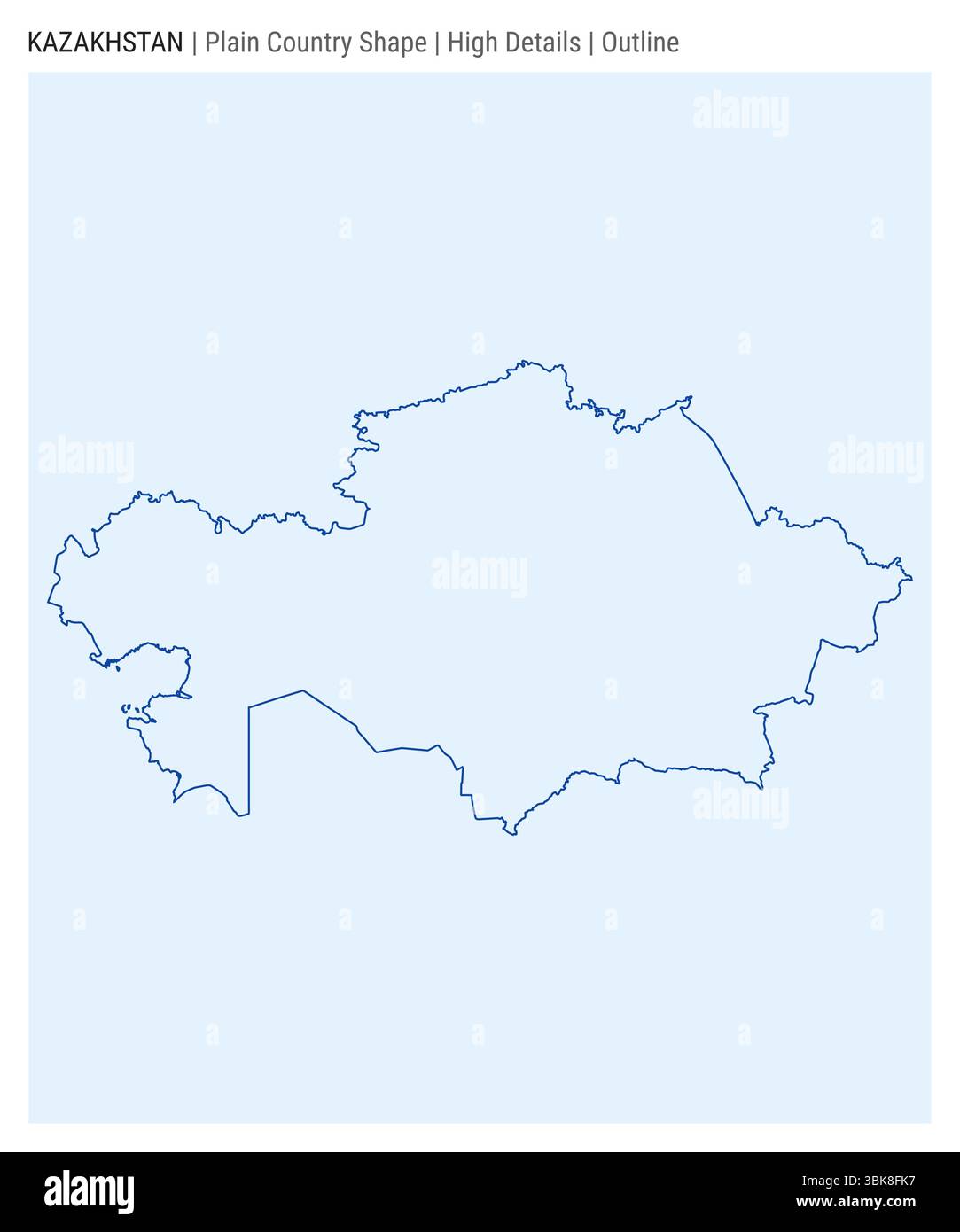 Kazakhstan plain country map. High details. Outline style. Shape of ...