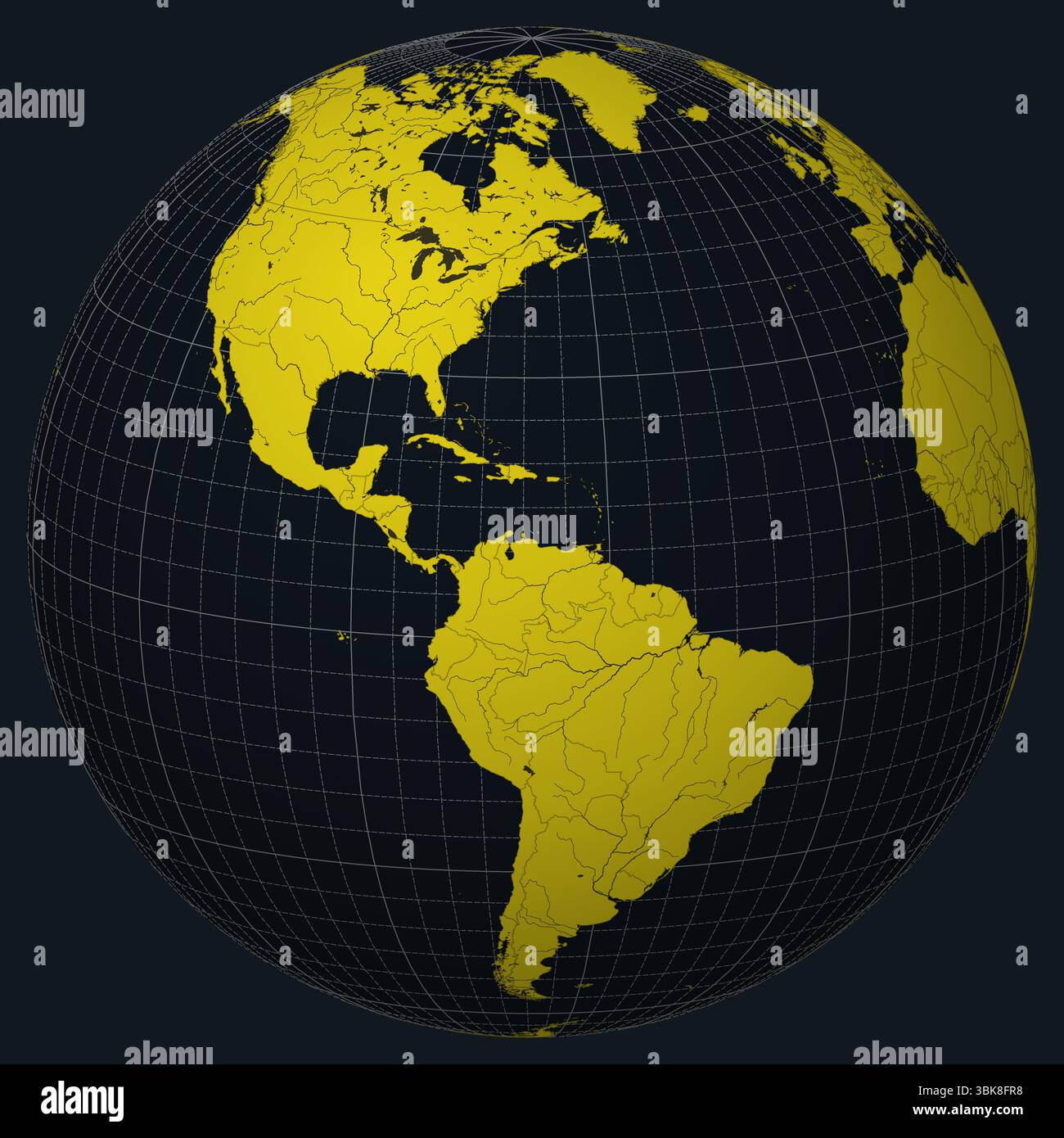 Curacao on Globe. Country view on the world map in Charcoal Bright ...