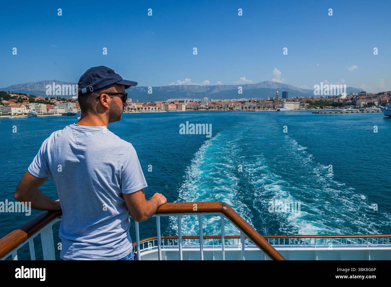 Split, Croatia. 19th June, 2025. People are seen during ferry transport from city of Split to ...