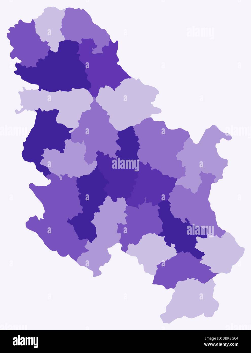 Map of Serbia with regions. Just a simple country border map with ...