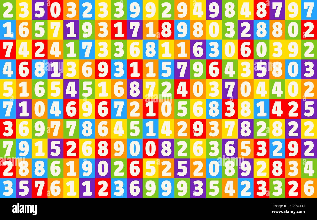 All Math Numbers 0-9 digits colorful seamless vector Mosaic Pattern, educational design for ...