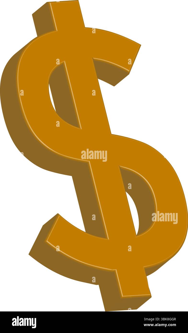 Golden 3D Dollar Sign Icon - US Currency & Finance Stock Vector Image ...