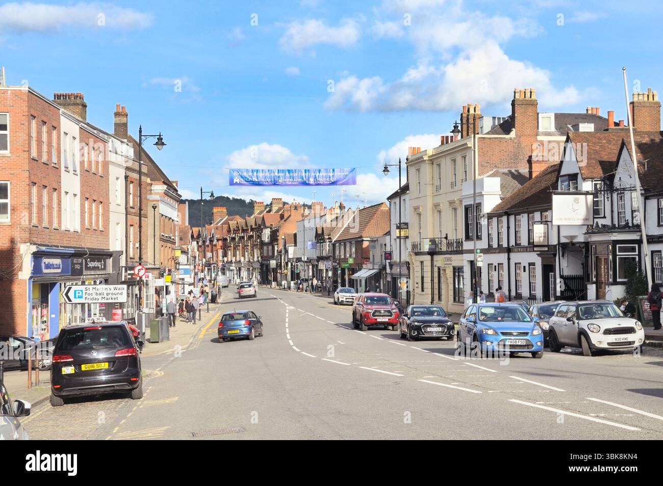 Dorking High Street and town centre in the Mole Valley District of ...