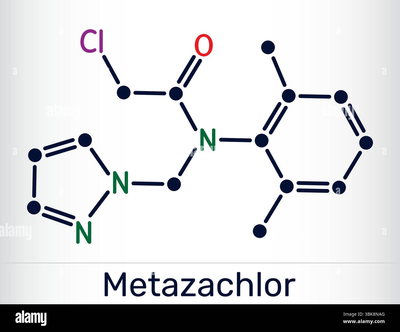 Metazachlor molecule. Chloroacetanilide herbicide used for selective ...