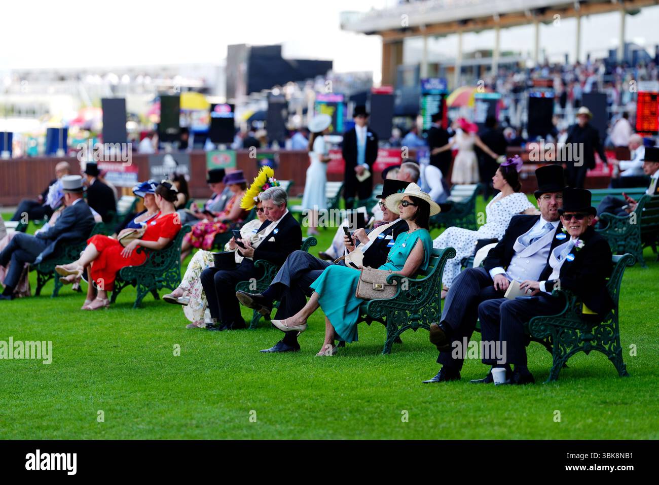 Racegoers take a seat on day three of Royal Ascot at Ascot Racecourse ...
