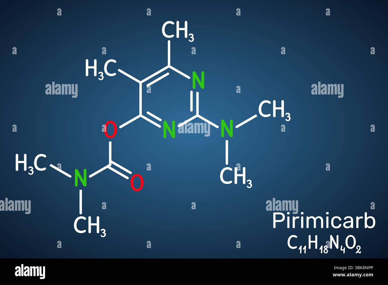 Pirimicarb molecule. Carbamate insecticide used in agriculture to ...
