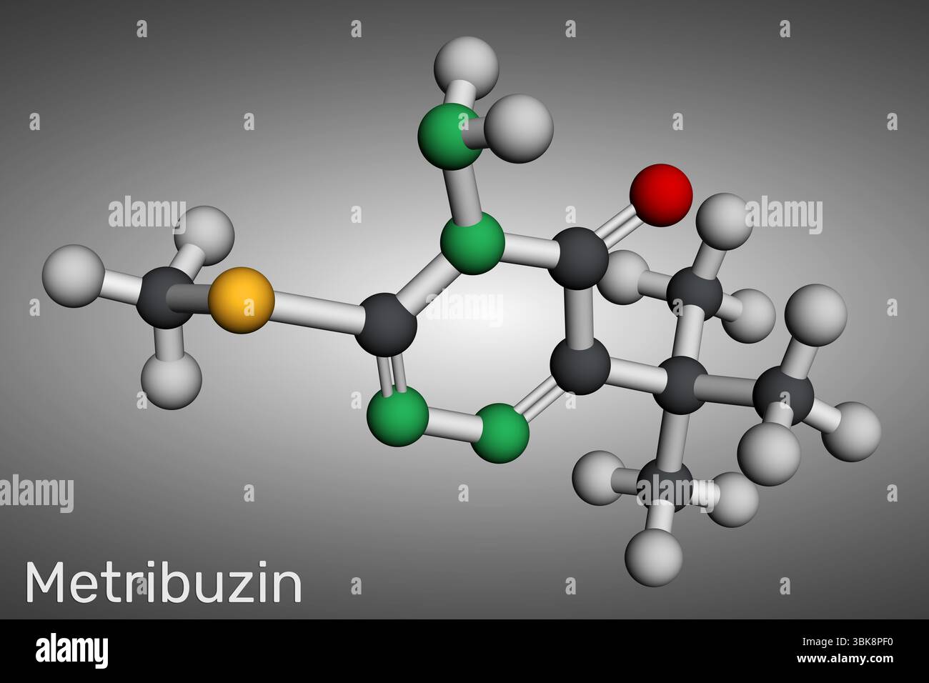 Metribuzin molecule. Triazinone herbicide used in agriculture for ...