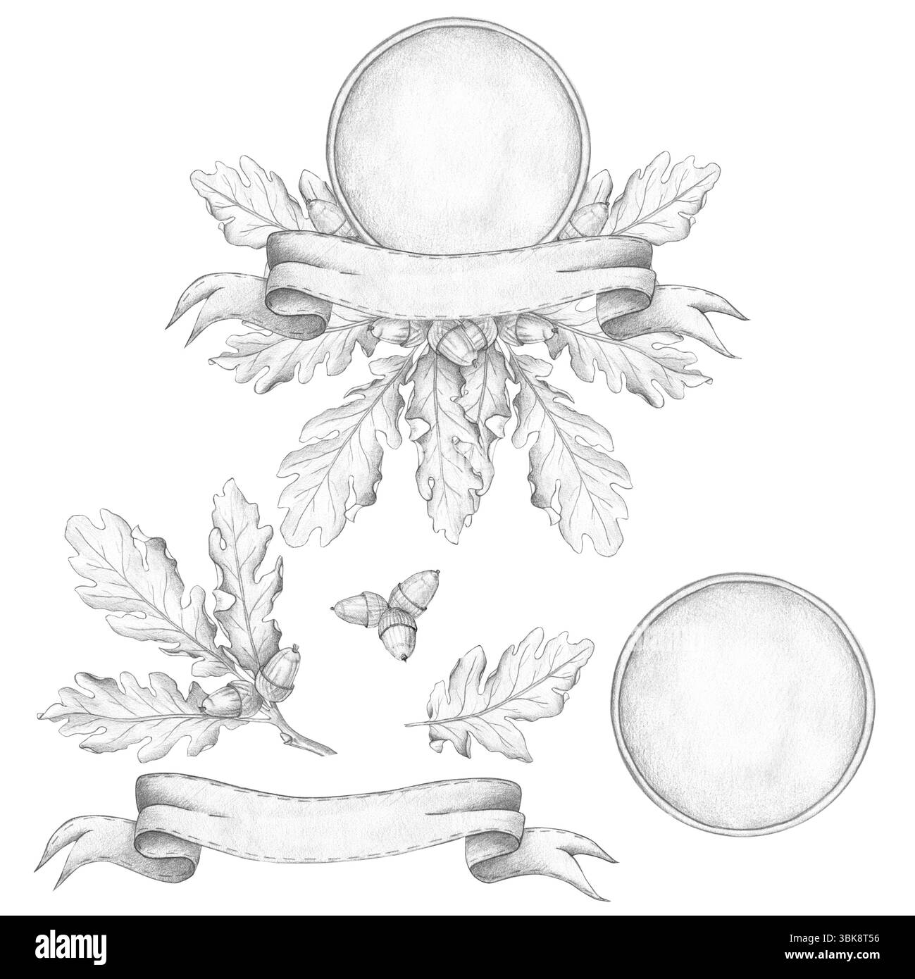 A wreath for photographs with oak leaves and acorns, decorated with a ...