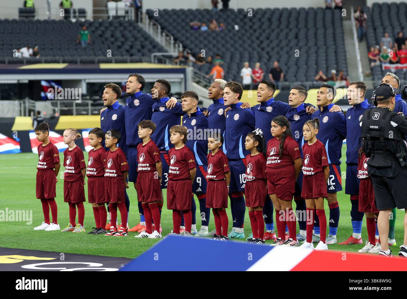 ARLINGTON, TX - JUNE 18: Costa Rica players sing their National Anthem ...
