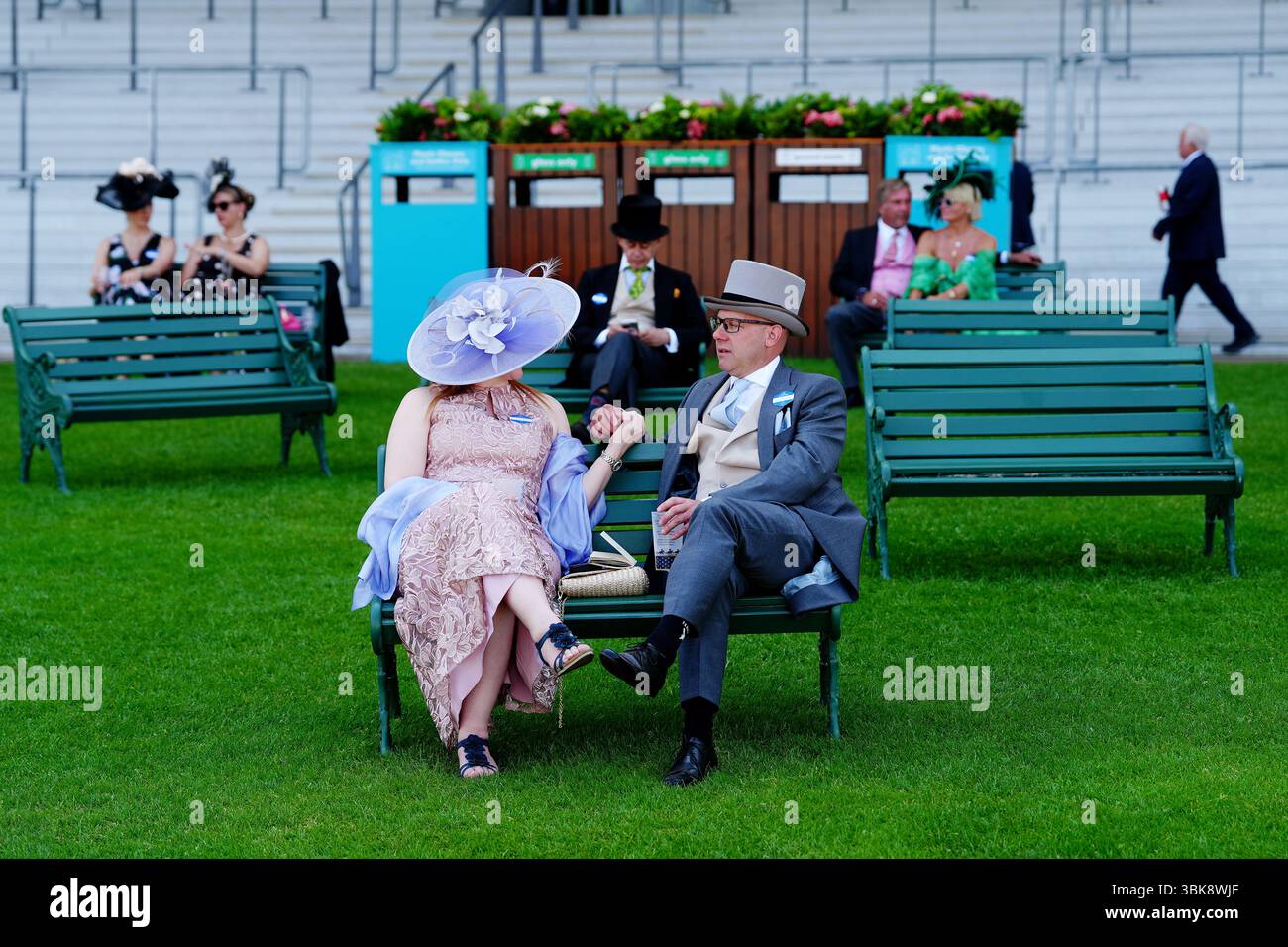 Racegoers take a seat on day three of Royal Ascot at Ascot Racecourse ...