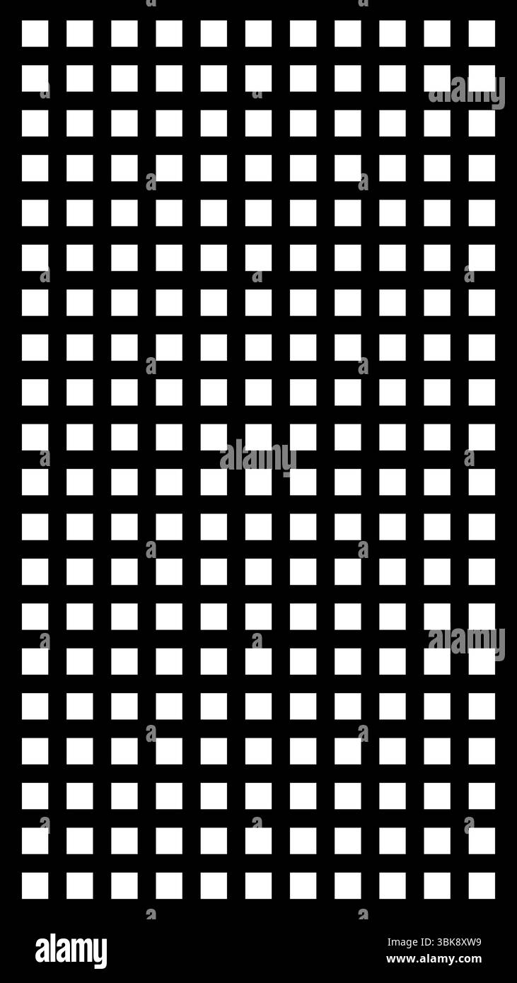 Black and white grid of white squares in vertical alignment ...