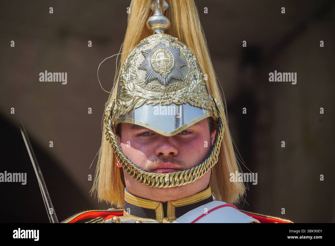 London, UK. 18 June 2025. A member of the King's Lifeguard of the ...