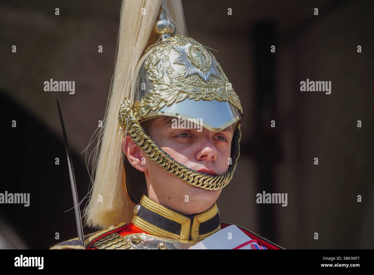 London, UK. 18 June 2025. A member of the King's Lifeguard of the ...