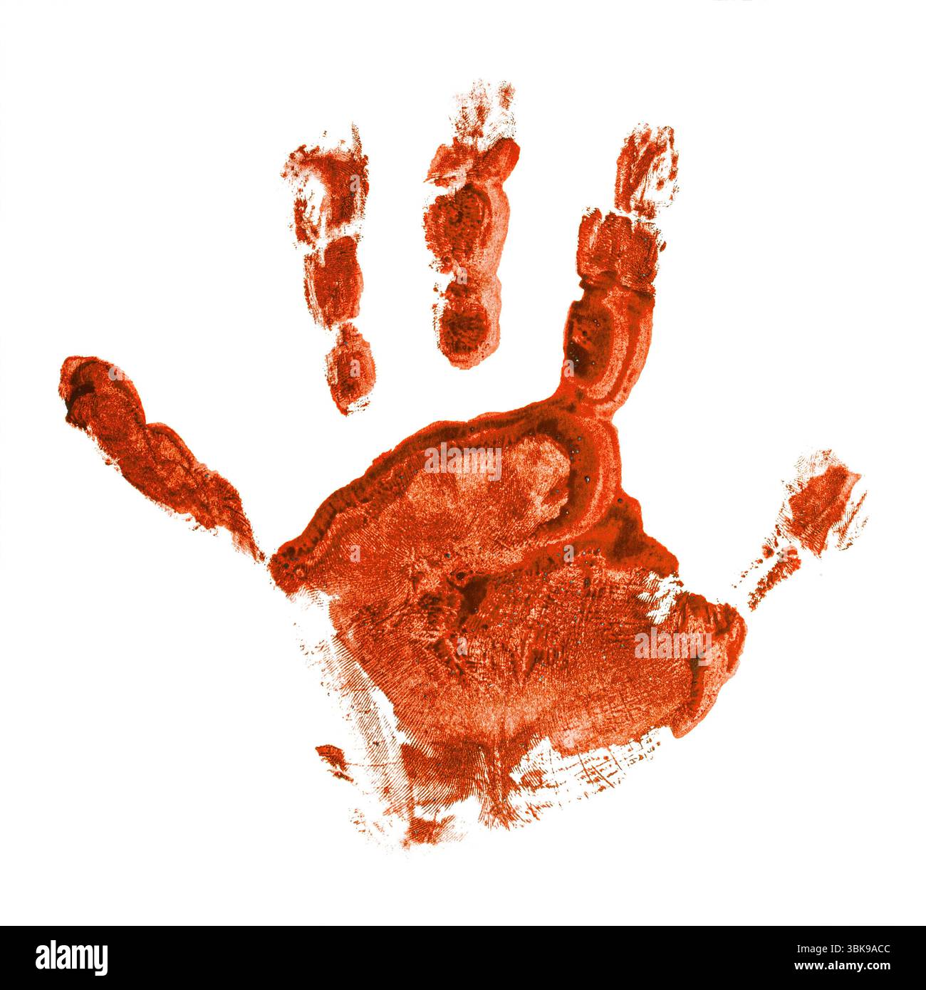 red handprint leaving mark on transparent background Stock Photo - Alamy