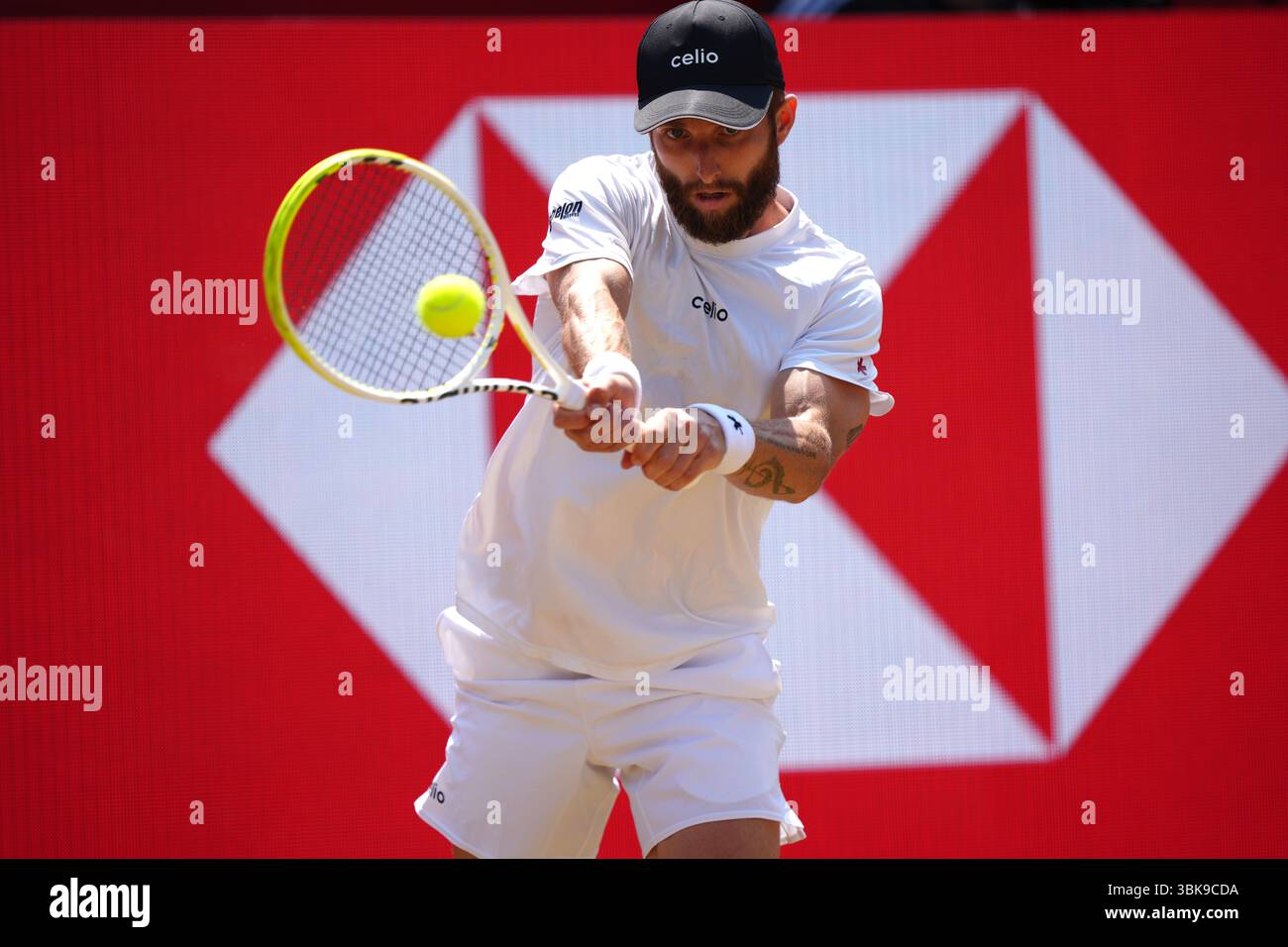 Corentin Moutet in action against Jacob Fearnley on day eleven of the ...