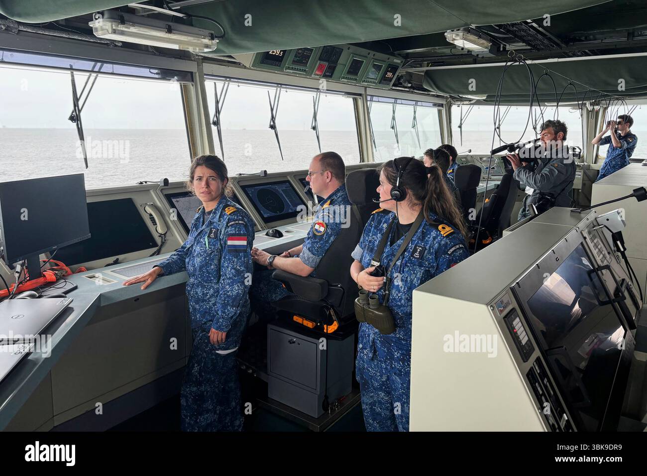 View of the bridge of the HNLMS Tromp, a Royal Netherlands Navy guided ...