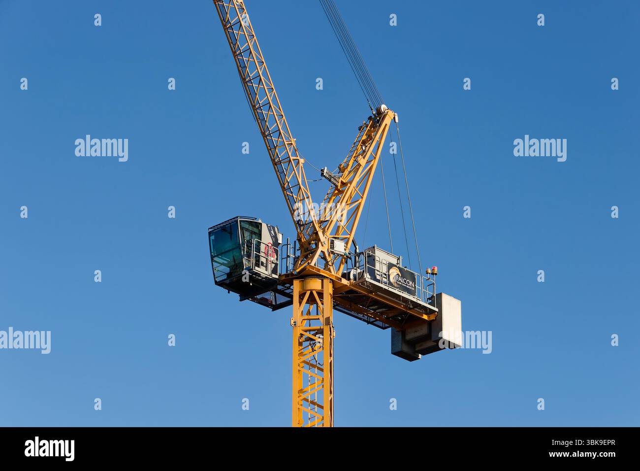 Luffing jib tower crane at radcliffe civic hub construction site with ...